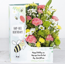 Hap-Bee-Birthday! — Flowercard - Sending floral hugs
