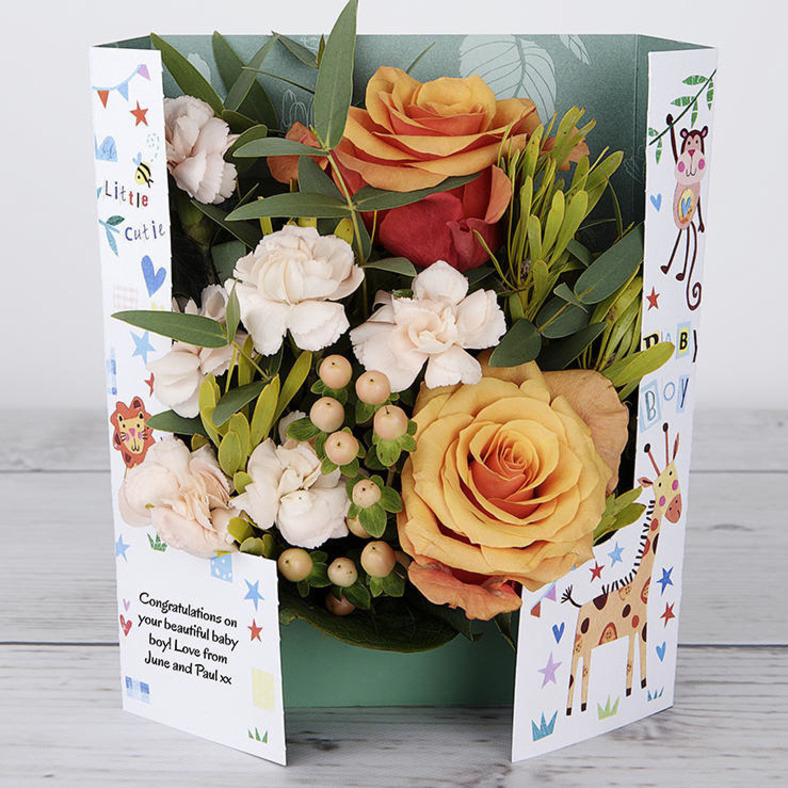 New Baby Flowers in a Personalised Card - Celebrate the Arrival of a ...